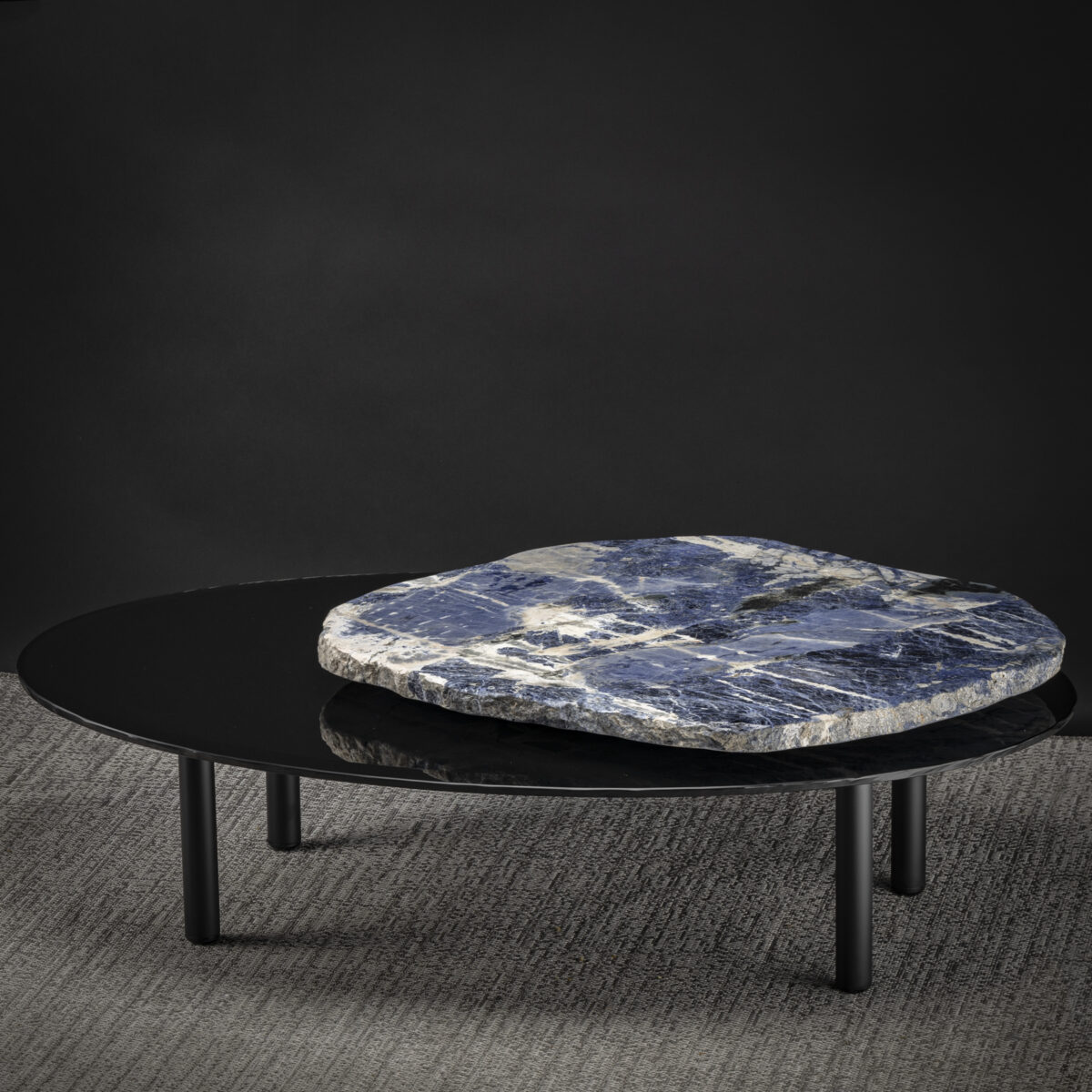 Eclipse Center Table - Sodalite and Glass - Pietra Gallery
